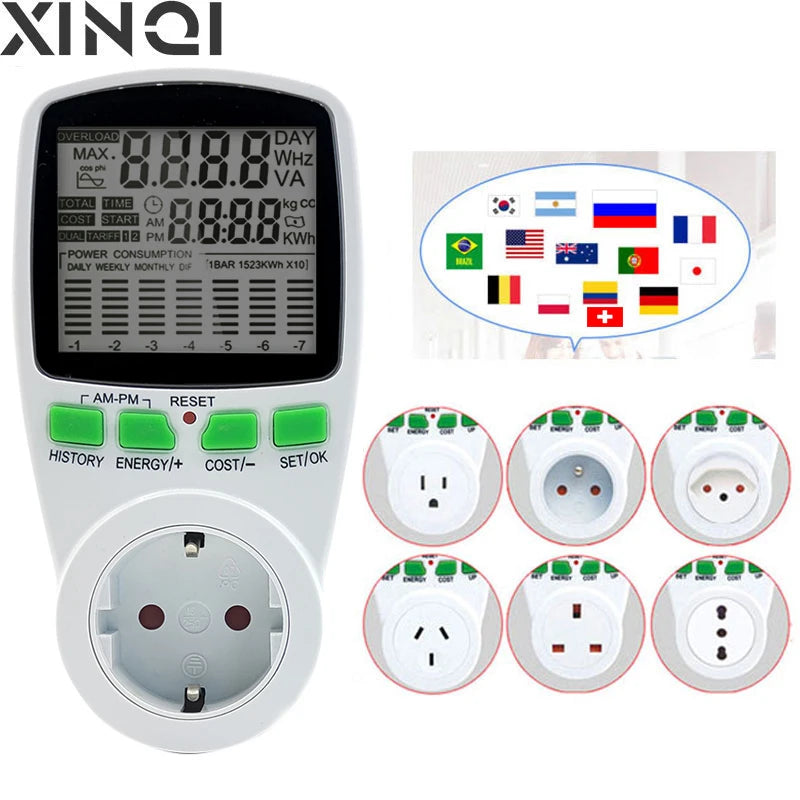 EU Digital LCD Energy watt Meter Wattmeter Wattage Electricity Kwh Pow